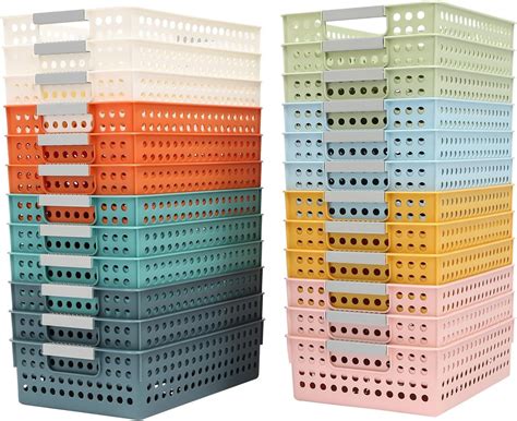 24 Pack Colorful Mesh Classroom Baskets Classroom Storage Bin Book