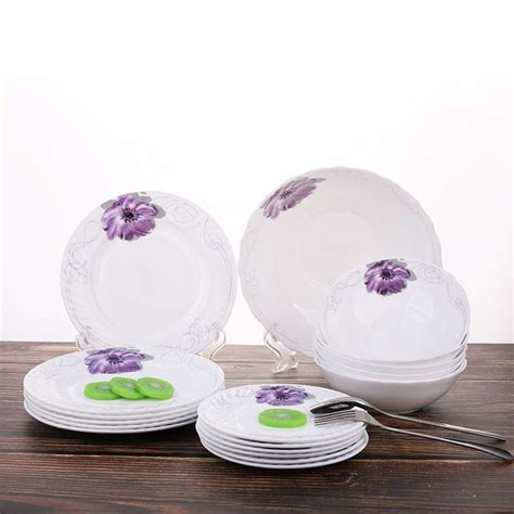 Decal Decoration Square Opal Glass Dinner 14 Pcs Set Wholesale China