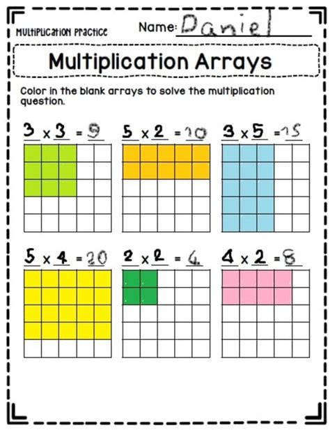 Multiplication Arrays Template Blank Grids Template For 2nd 4th Grade