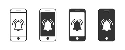 Phone And Bell Icon Phone Notification Push Sign Alert Message Icon Smartphone Call Signal
