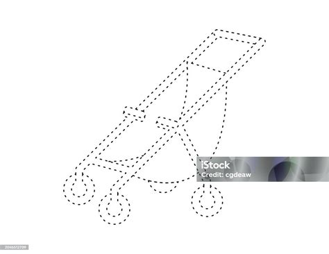 색칠 공부 책 템플릿에 대한 점선 유모차 개요 아이 워크 시트 인쇄 가능한 버기 그림 0명에 대한 스톡 벡터 아트 및 기타