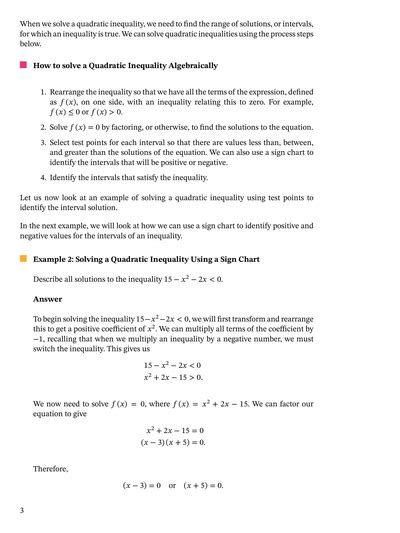 Lesson One Variable Quadratic Inequalities Nagwa