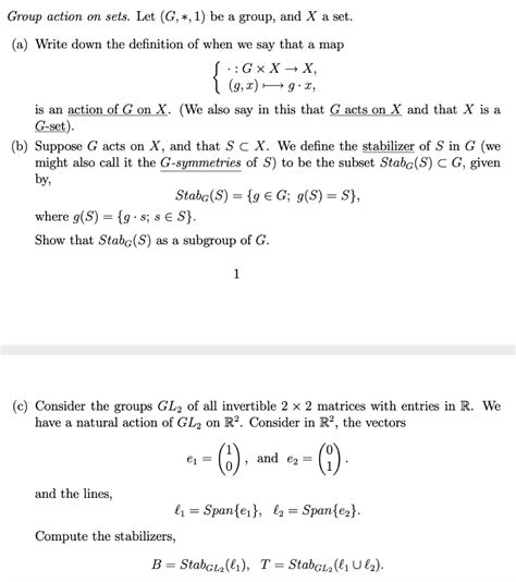 Solved Group Action On Sets Let G 1 Be A Group And X A
