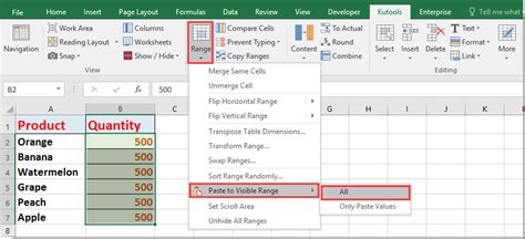quickly copy data and paste into only visible cells filtered list in excel