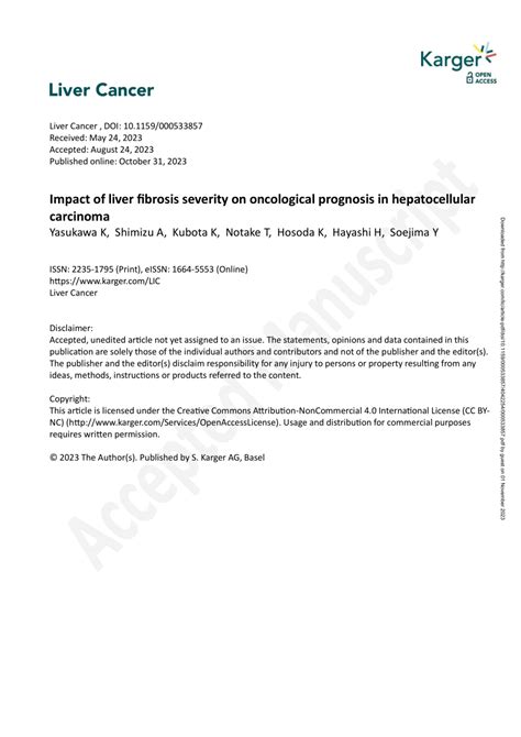 Pdf Impact Of Liver Fibrosis Severity On Oncological Prognosis In