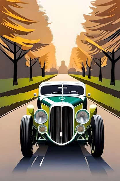 Premium Ai Image Full Color Poster Of Vintage Classic Car Antique And