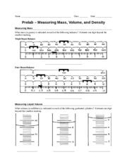 Prelab Measuring Mass Volume Denisty Name Class Date Prelab Measuring Mass Volume And