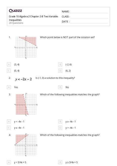50 Two Variable Inequalities Worksheets For 10th Year On Quizizz