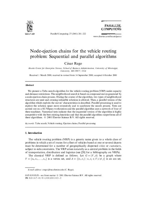 Pdf Node Ejection Chains For The Vehicle Routing Problem Sequential