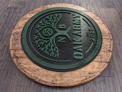 Oak Army New Braunfels Logo Bourbon Barrel Head Made By Jay Lane