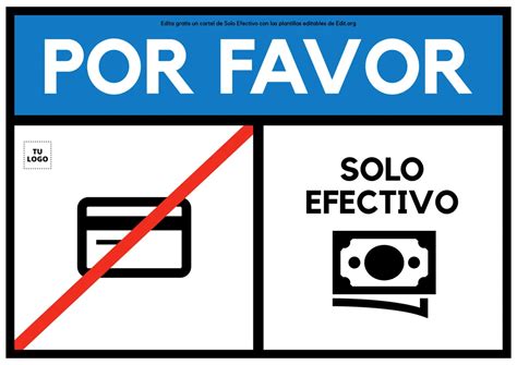Carteles De Pago Solo En Efectivo Para Personalizar