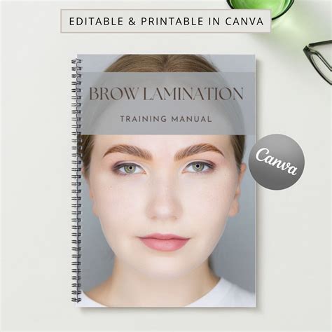 Brow Lamination Printable Manual Template Training Canva Editable