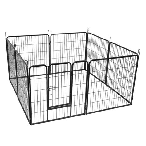 Parc à Chiots 8 Panneaux et 1 Porte pour Chiens Ajustable Modulable en