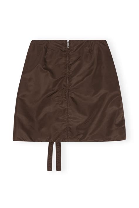 Chicory Coffee Nylon Mini Skirt Ganni Au