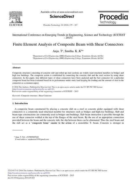 finite element analysis of composite beam with shear connectors pdf