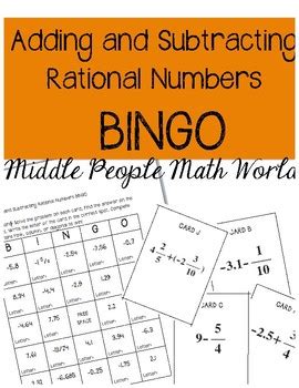 Adding And Subtracting Rational Numbers BINGO By Middle People Math World