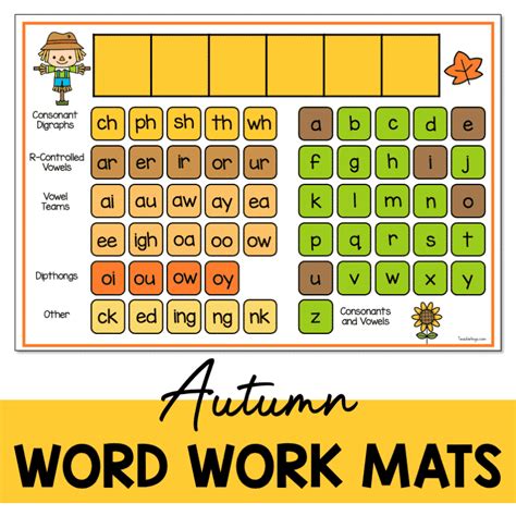 Word Work Mats Autumn Teachie Tings Time Saving Teacher Resources