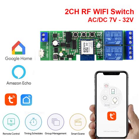 Smart Life App Remote Control Tuya Wifi Smart Switch 2ch Relay Module