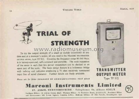 Transmitter Output Meter Tf 912 Equipment Marconi Instruments
