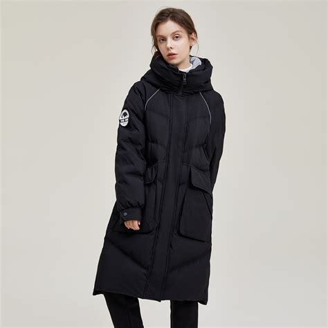 雪中飞秋冬新款韩版时尚显瘦保暖防风连帽潮流中长款女羽绒服虎窝淘