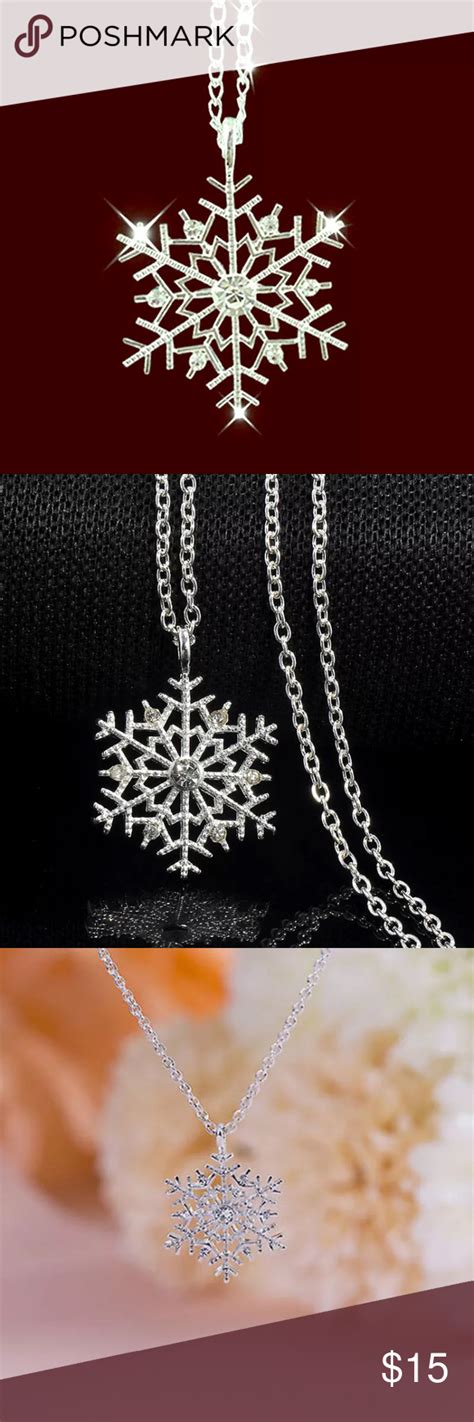 Sterling Silver Crystal Snowflake Necklace Snowflake Necklace