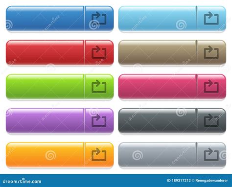 Media Loop Icons On Color Glossy Rectangular Menu Button Stock Vector Illustration Of