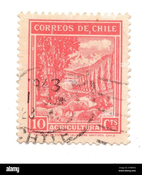 A Vintage Postage Stamp From Chile Isolated On A White Background Stock