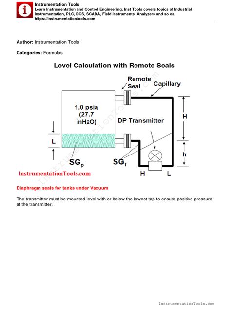 remote seals level calculation pdf science physical sciences