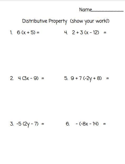 Distributive Property Worksheets With Answer Key Worksheets Library