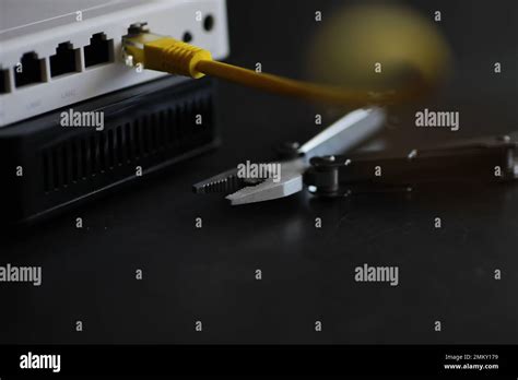 Modern Dual Band Wireless Router Man Working In The Background Fast Wireless Internet Concept