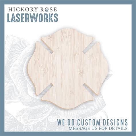 Wooden Fire Badge Cutout Wood Badge Cutout Shape Laser Cut Fireman
