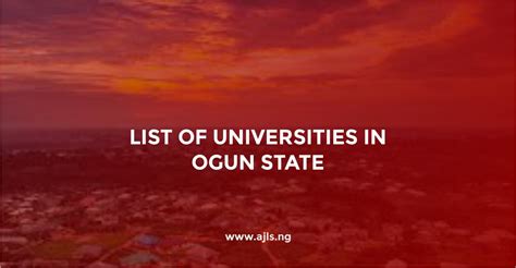 List Of Universities In Ogun State Updated Ajls