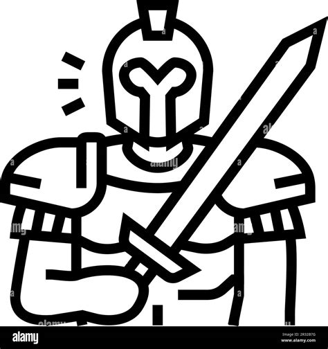 Ares Greek God Mythology Line Icon Vector Illustration Stock Vector