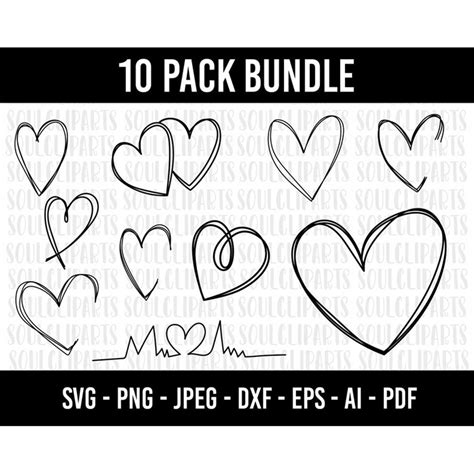 COD01 Doodle Heart SVG Bundle Svg Bundle Self Love Svg Hear Inspire