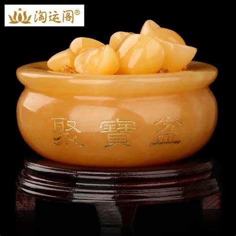 九星转动聚宝盆富贵如意黄玉元宝吉祥物摆件玄关家居摆放工艺品虎窝淘