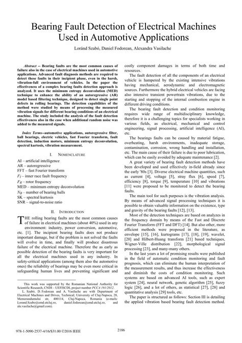 Pdf Bearing Fault Detection Of Electrical Machines Used In Dokumentips