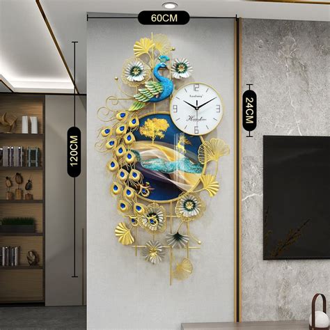 Jual TERBARU Jam Dinding Mewah Merak Quartz Wall Decor Clock Diamond