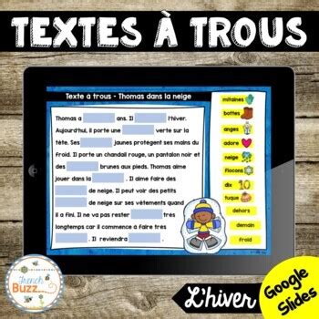 French Winter Reading Comprehension Textes à trous Hiver Lecture