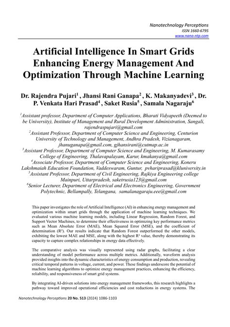 (PDF) Artificial Intelligence In Smart Grids Enhancing Energy Management And Optimization ...