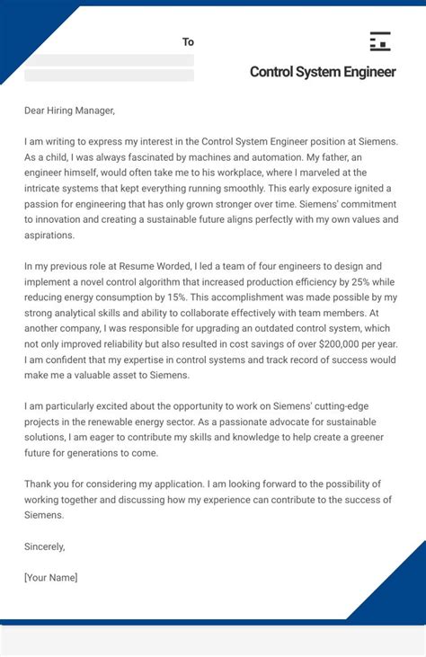 14 Control System Engineer Cover Letter Examples Plus Recruiter
