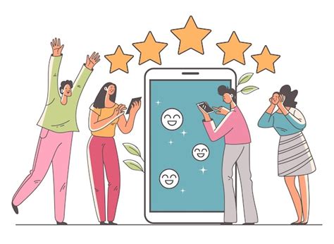 검토 속도 고객 모바일 앱 피드백 개념 그래픽 디자인 일러스트레이션 프리미엄 벡터