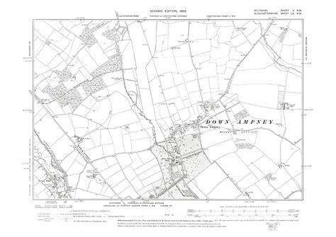 Old Os Map Dated 1903 Showing Down Ampney Cerney Wick In Gloucesters