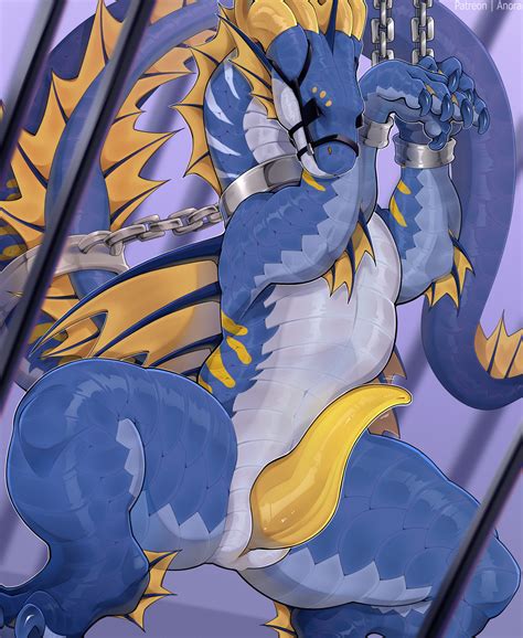Rule 34 Anora Drakon Blue Body Blue Claws Blue Scales Bound Chained