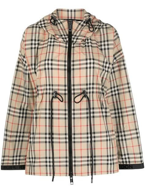 Burberry Check Motif Hooded Jacket Burberry