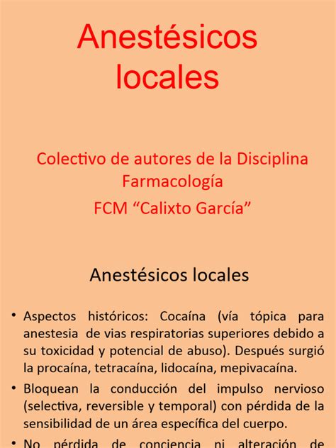 Anestésicos Locales Pdf Medicina Clinica Drogas