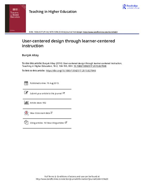 Pdf User Centered Design Through Learner Centered Instruction