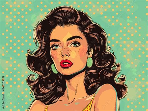 Beautiful Woman In Retro Cartoon Comics Style Pop Art Style Pin Up