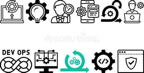Devops Methodology And Software Development Icon Collection Stock