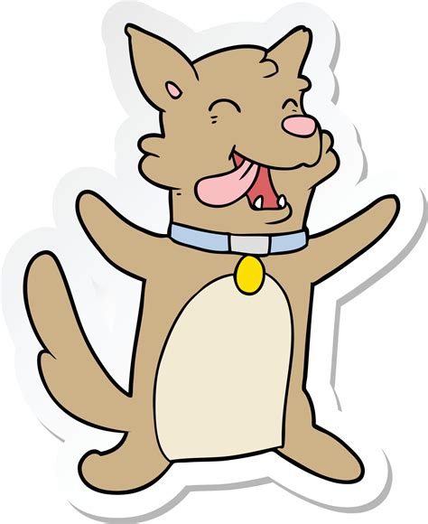 Sticker Of A Cartoon Happy Dog 11596996 Vector Art At Vecteezy