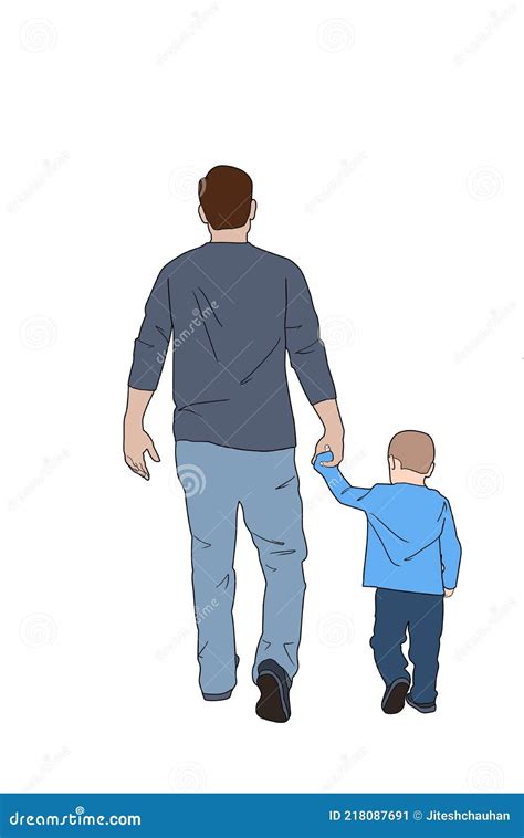 Padre E Hijo Dibujos Animados Ilustración Aislada Sobre Fondo Blanco